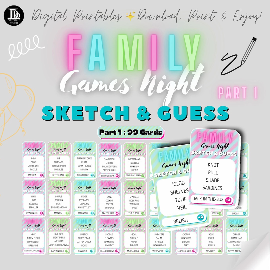 Family Games Night Printable Game Cards | Gift for Family | Holiday ...