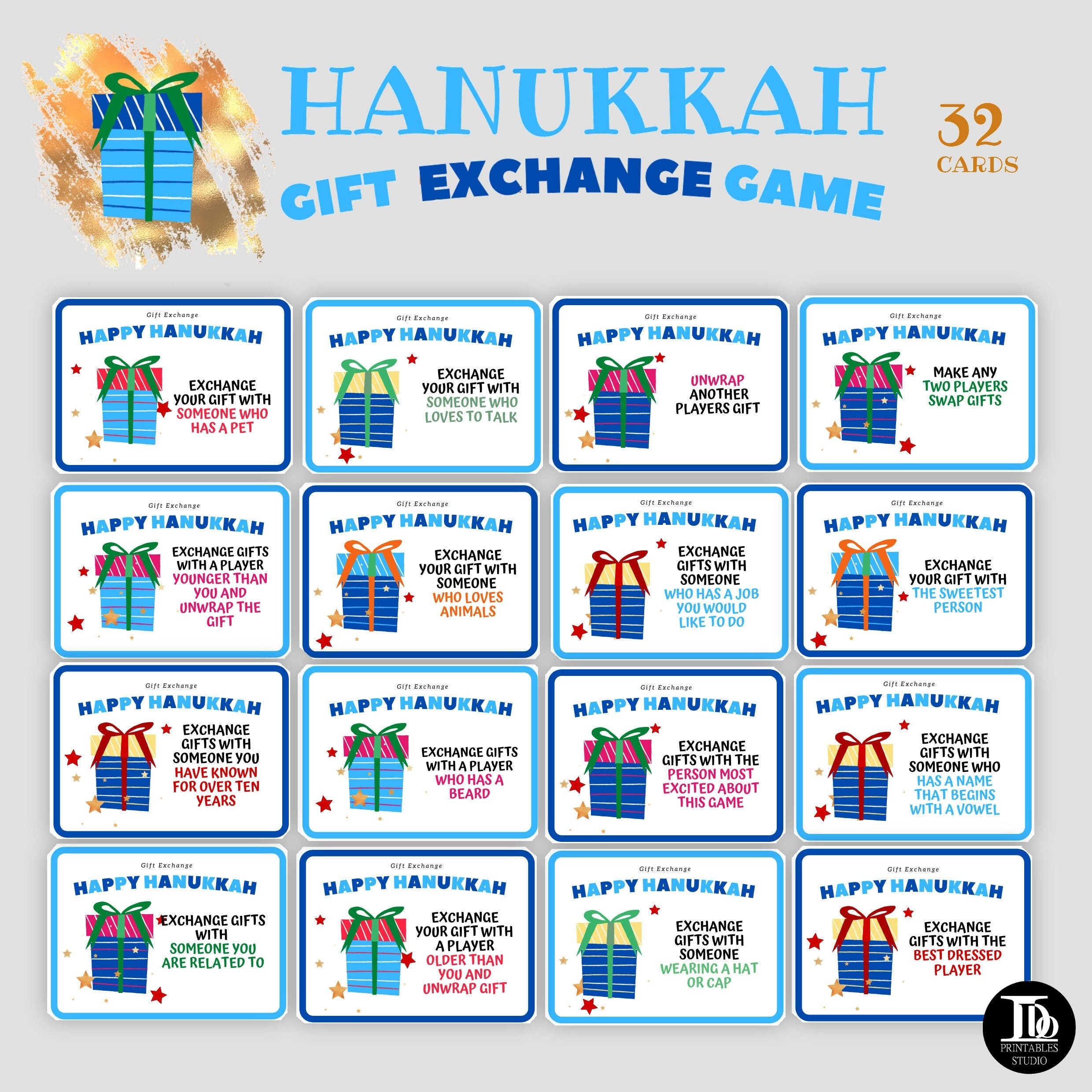 Hanukkah Gift Exchange Game Cards Chanukah Gift Exchange - Etsy