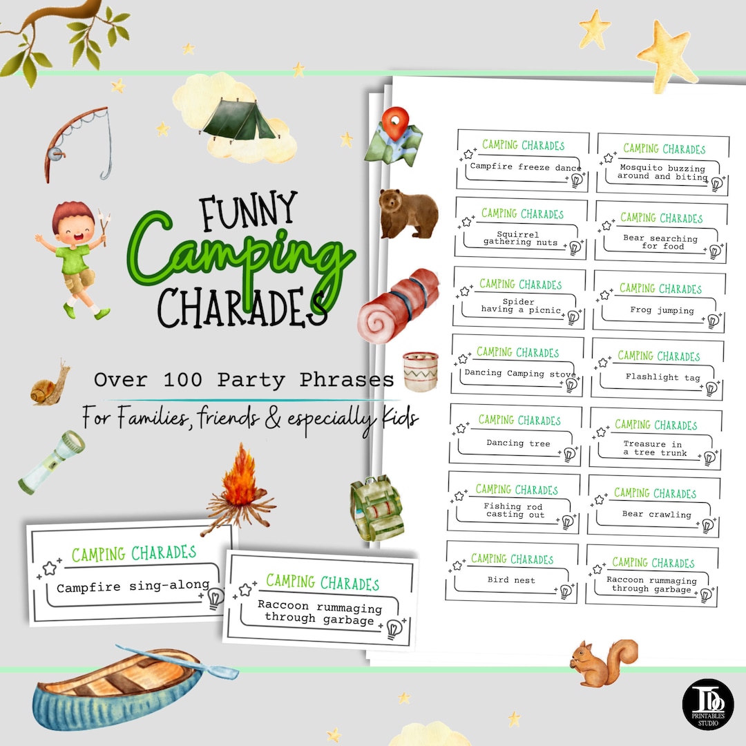 Camping Charades Game for Children | Campfire Games and Activities for ...