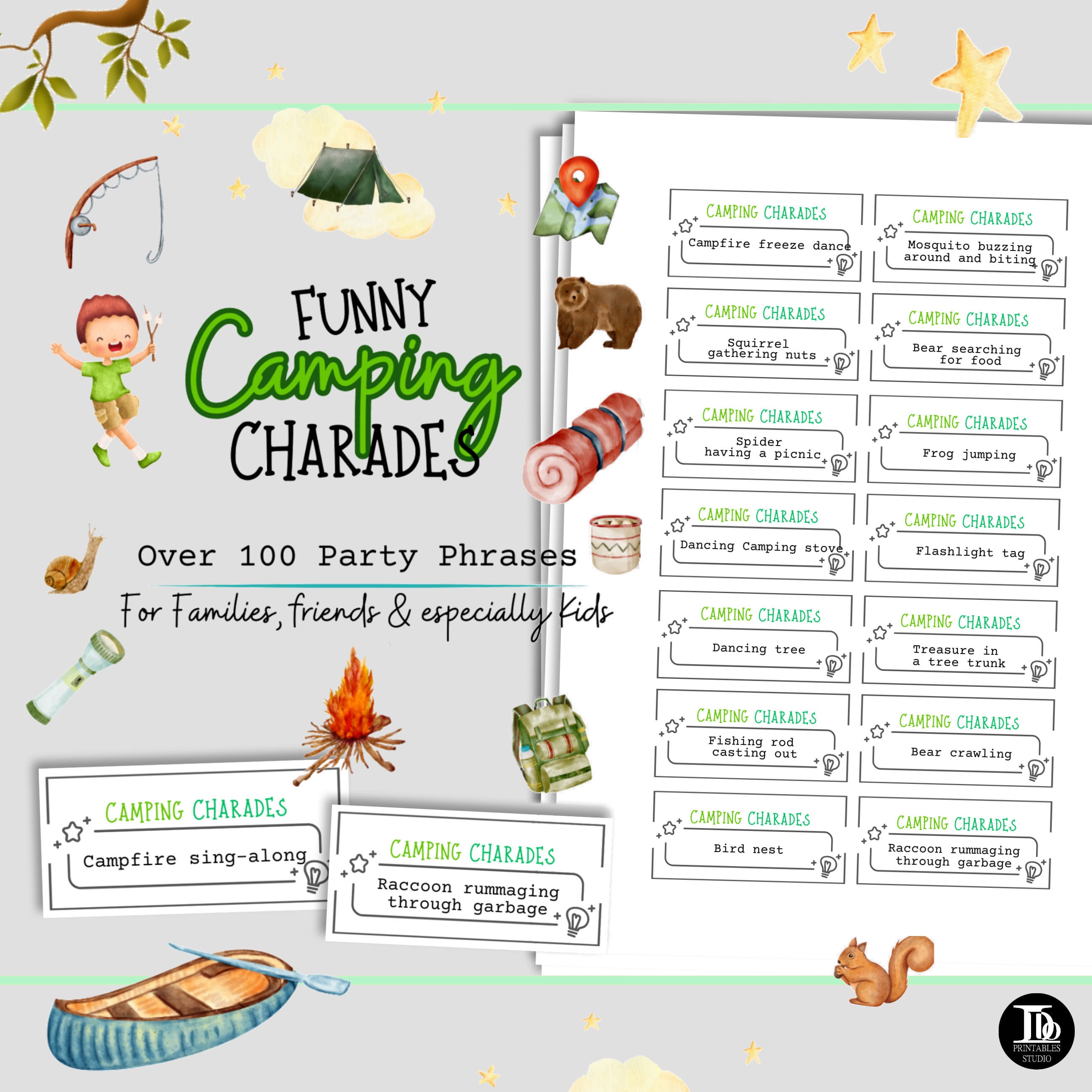 Camping Charades Game for Children | Campfire Games and Activities for ...