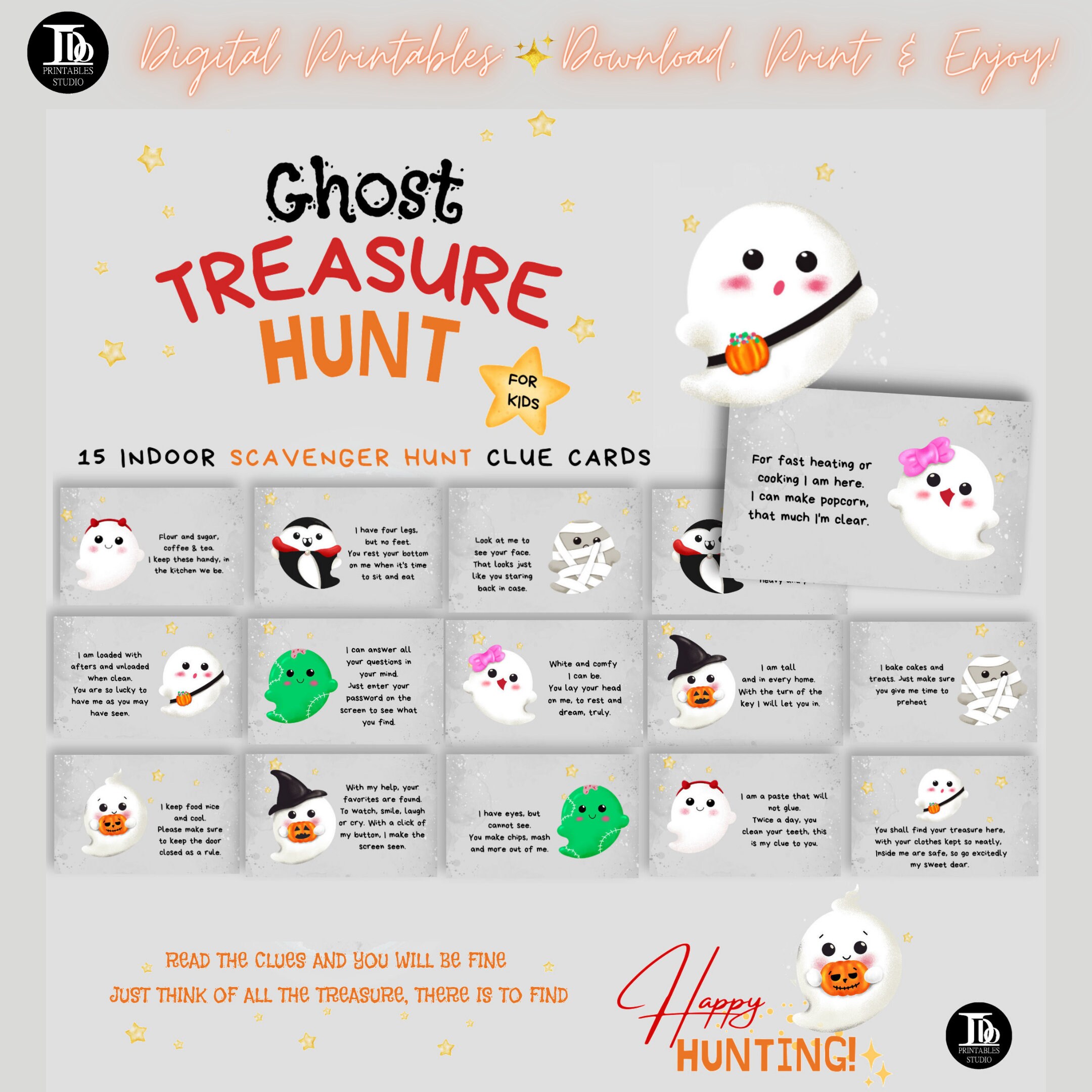 Ghost Treasure Hunt for Kids | Halloween Party Indoor Scavenger Hunt ...