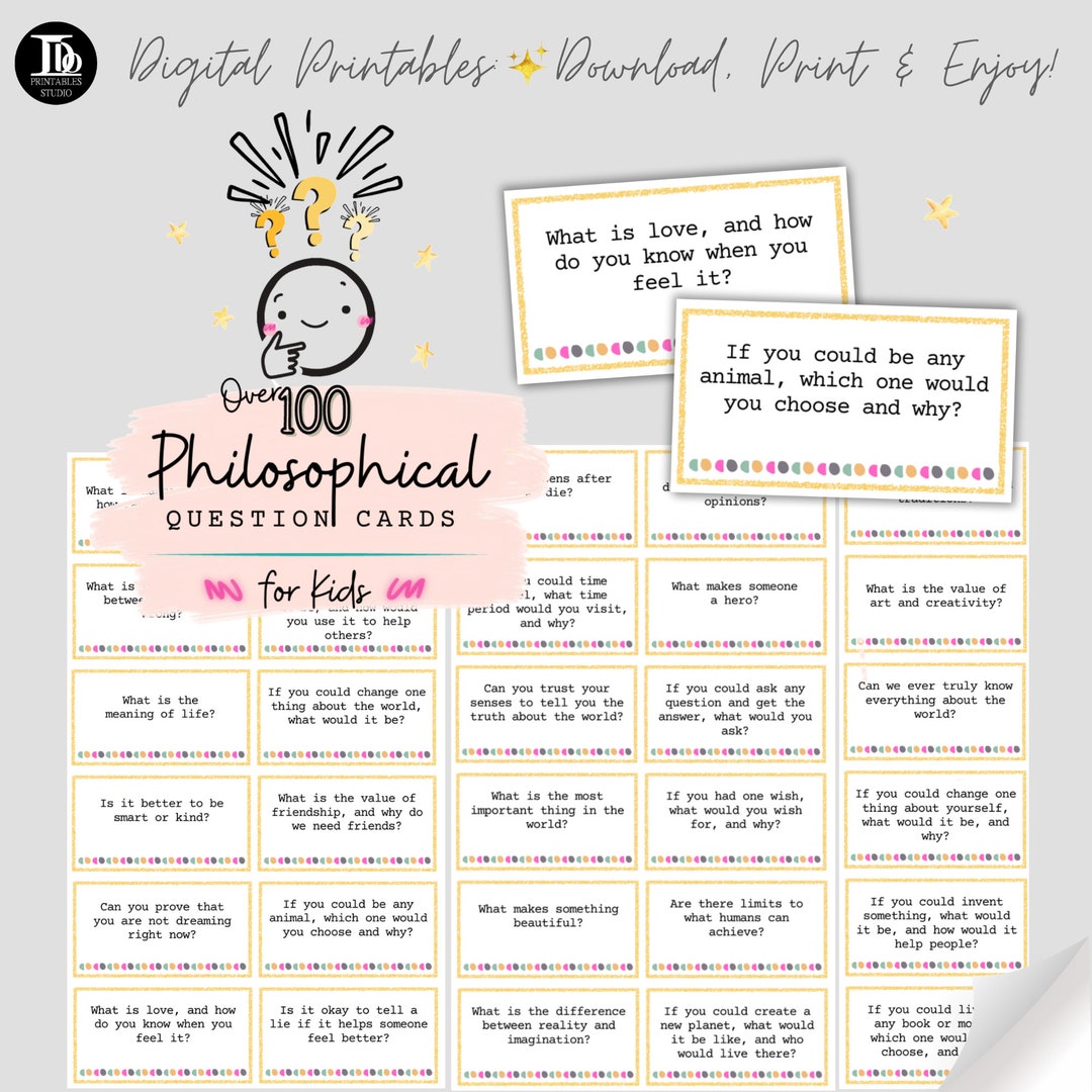 Philosophical Question Cards for Kids | Homeschooling Conversation ...