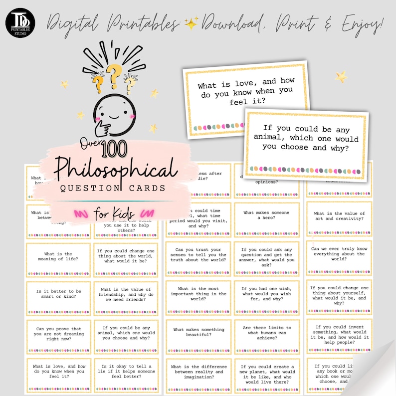Philosophical Question Cards for Kids | Homeschooling Conversation ...