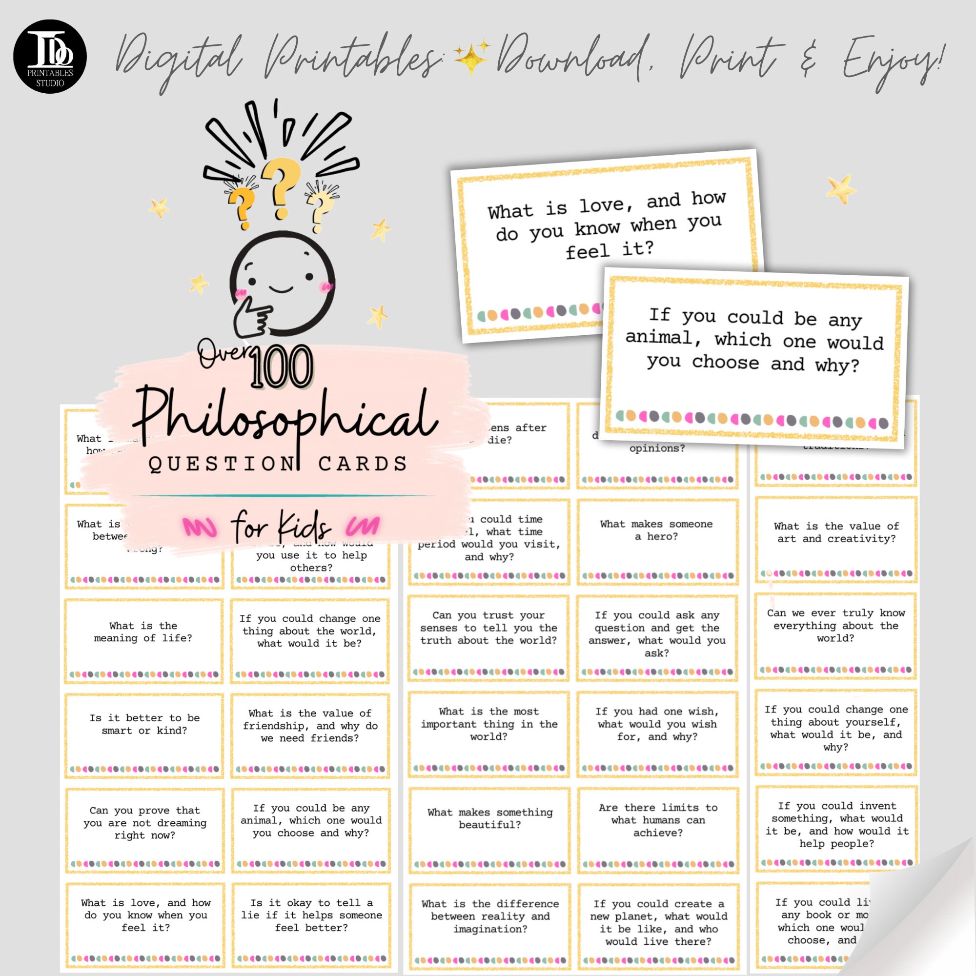 Philosophical Question Cards for Kids | Homeschooling Conversation ...