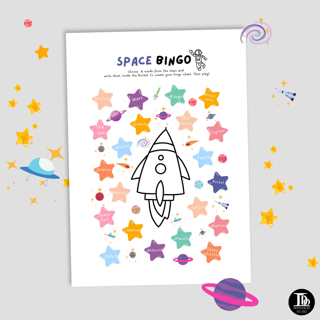 Space Bingo Game for Kids | Birthday Party Games | Rocket Bingo ...