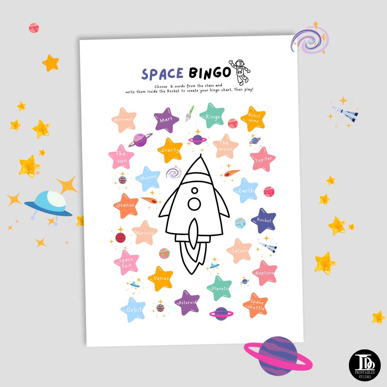 Space Bingo Game for Kids Birthday Party Games Rocket - Etsy