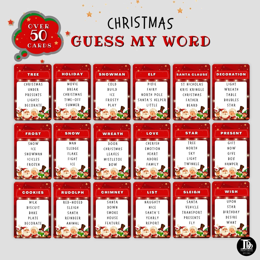 Printable Christmas Word Game Cards Christmas Party Game - Etsy