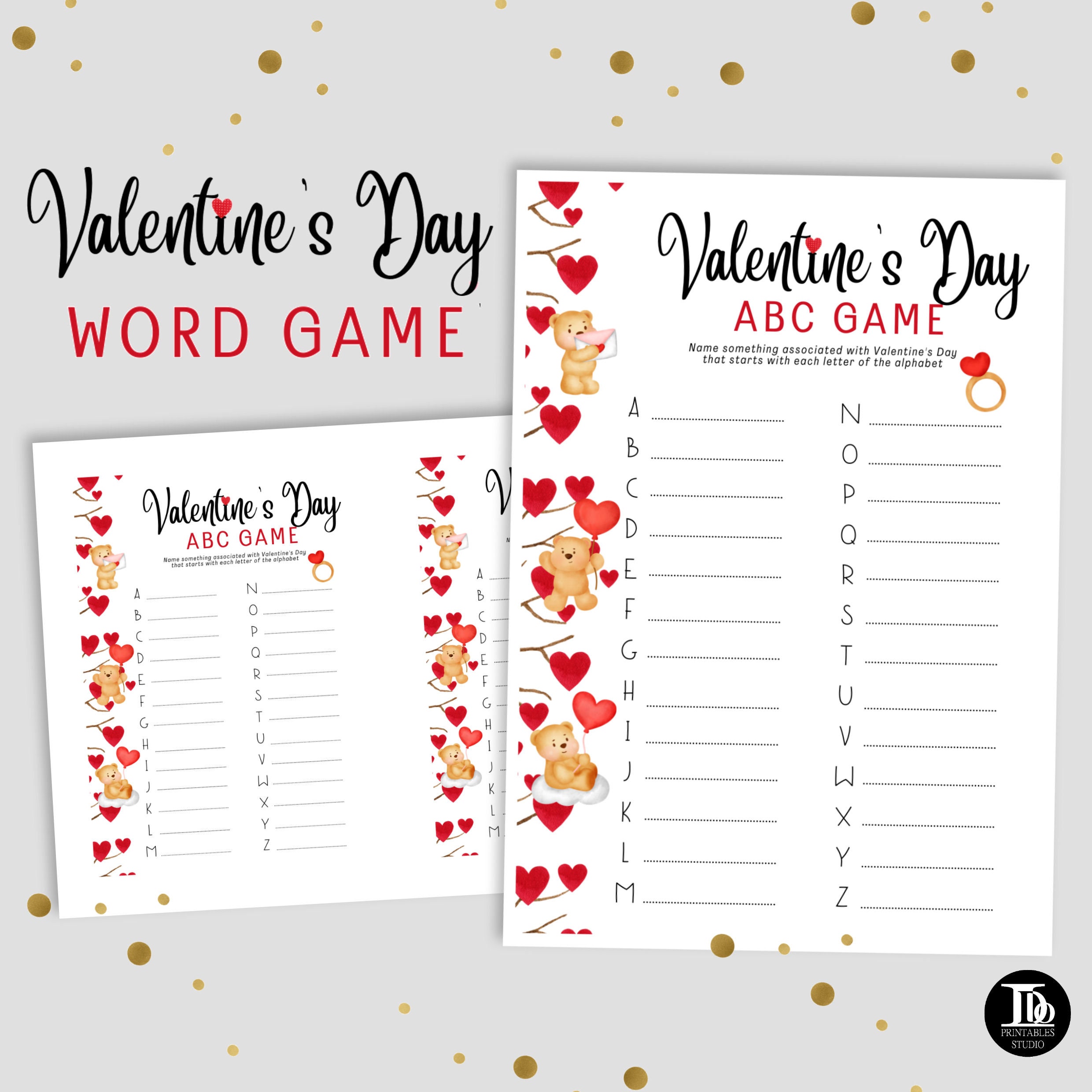 Printable Valentine's Day ABC Word Game | Valentine's Day Party Game ...