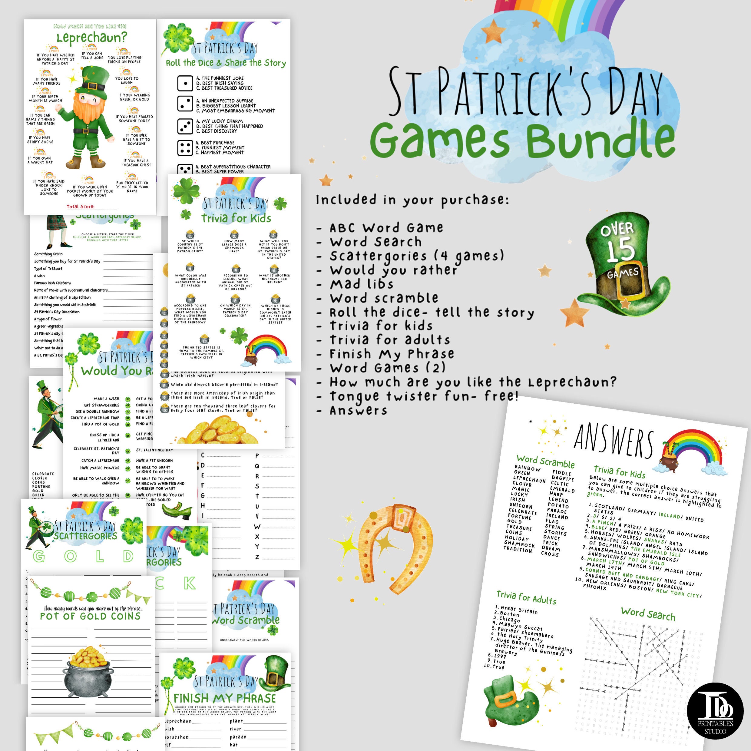 Mega St Patrick's Day Printable Games Bundle/ - Etsy