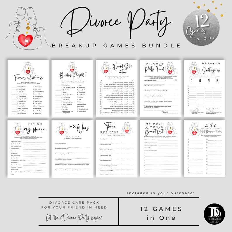 Divorce Party Games Bundle Printable Breakup Party Games - Etsy