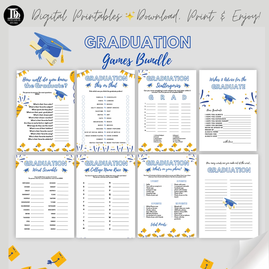 Graduation Party Games Bundle / Graduation Day Fun / Grad Group Games ...