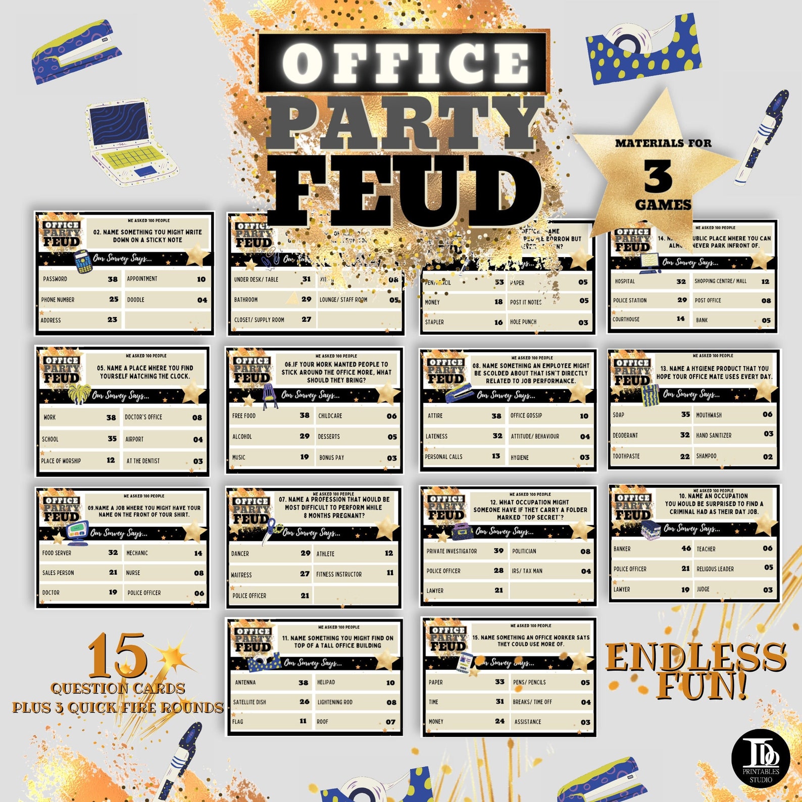 Office Party Feud Game Printable Team Building Group Office - Etsy UK