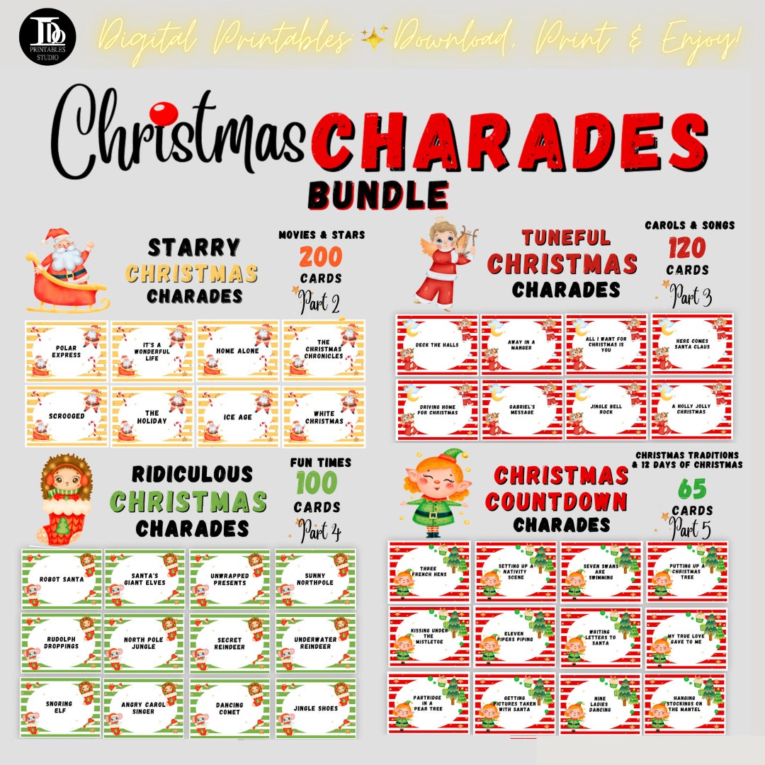 Christmas Charades Game Bundle | Family Christmas Games | Christmas ...