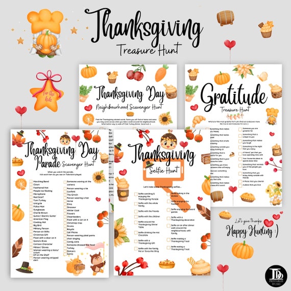 Printable Thanksgiving Treasure Hunt Bundle Thanksgiving - Etsy