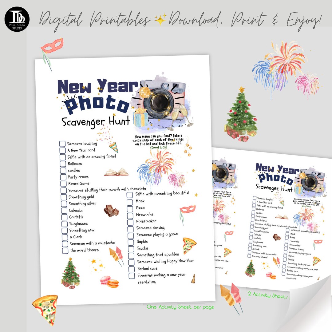 New Year Photo Scavenger Hunt | New Year's Eve Treasure Hunt for Kids ...