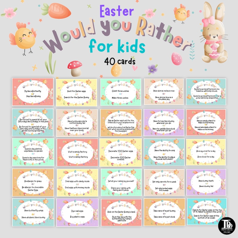 Easter Would You Rather Question Cards for Kids Easter Fun - Etsy