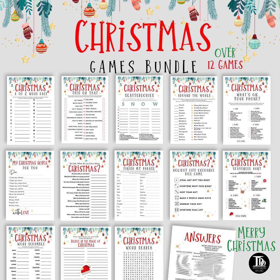 Christmas Game Bundle Family Christmas Games Christmas - Etsy