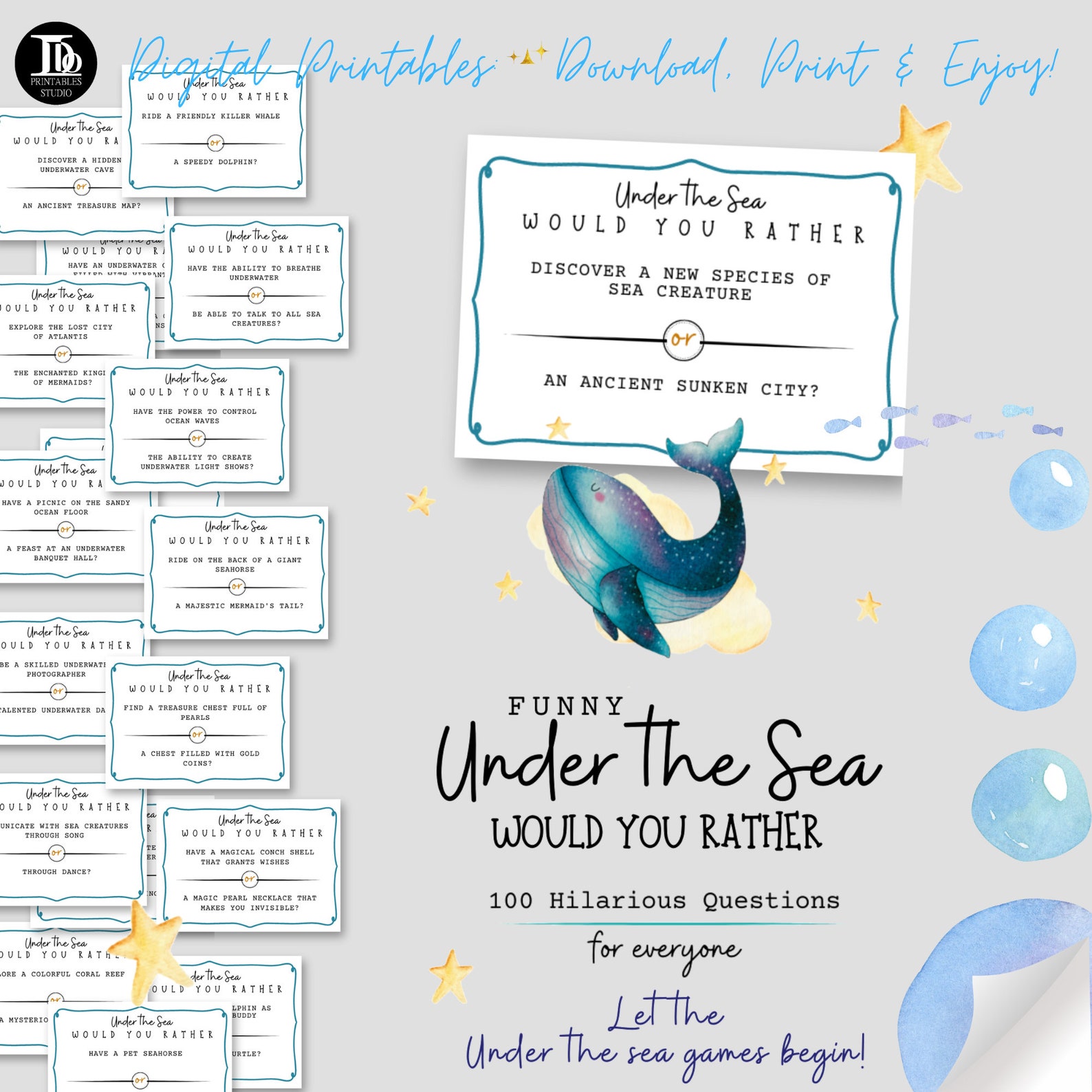 Under the Sea Would You Rather Party Cards | Imaginative Family Talking ...