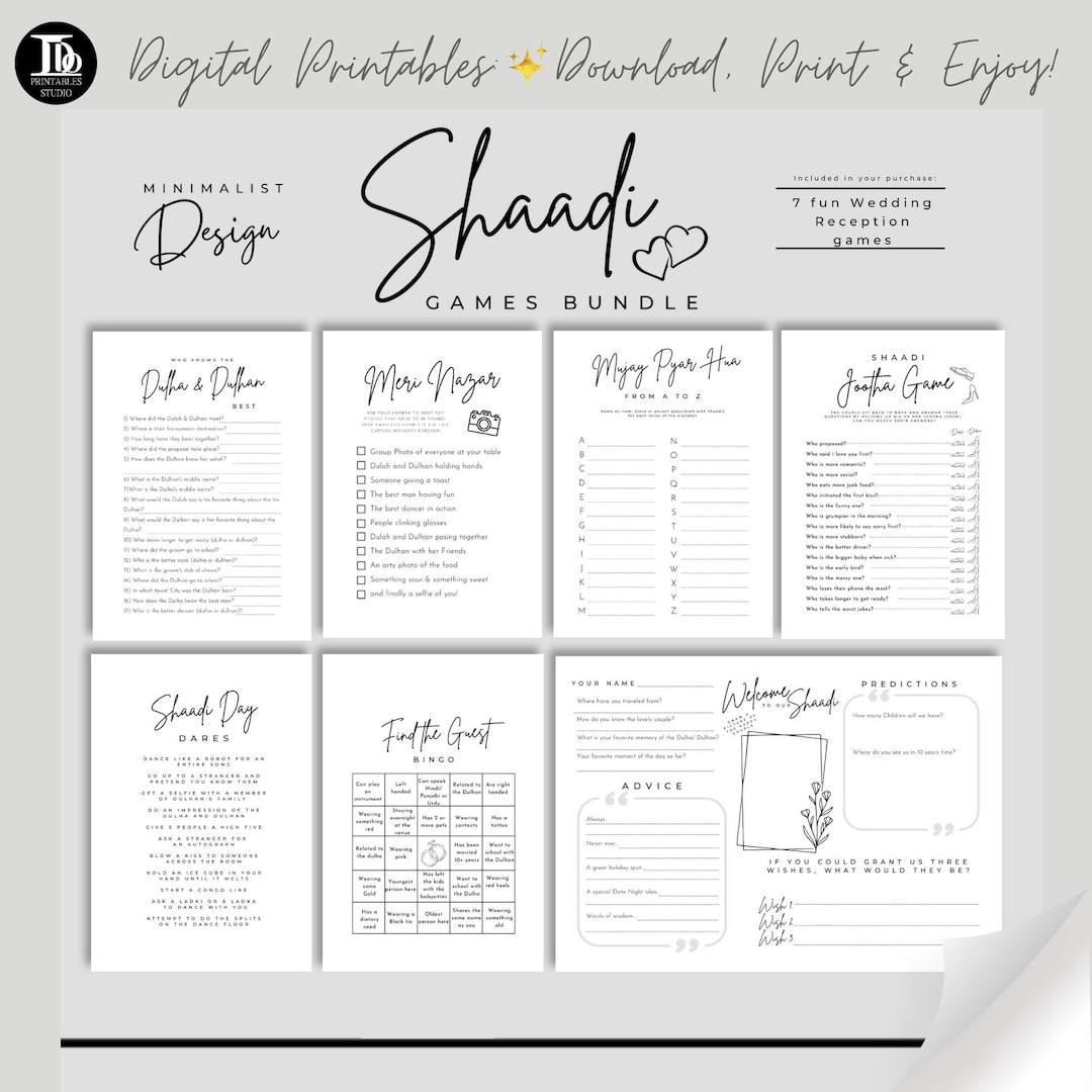 Shaadi Wedding Games | Desi Wedding Decor | Printable Funny Indian ...
