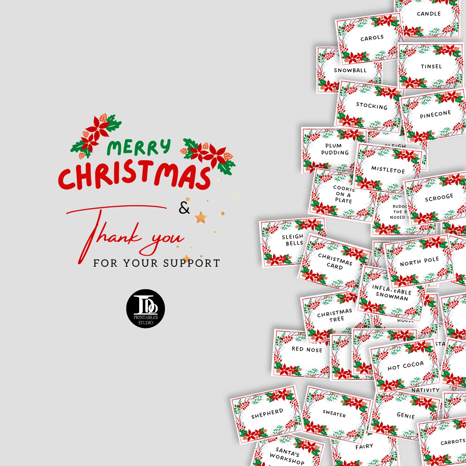Christmas Twenty Question Game Cards | Christmas Dinner Table Party ...