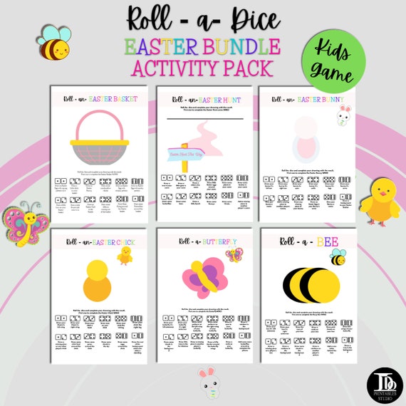 Easter Roll A Dice Activity Bundle / 6 Kids Activity Games/ | Etsy