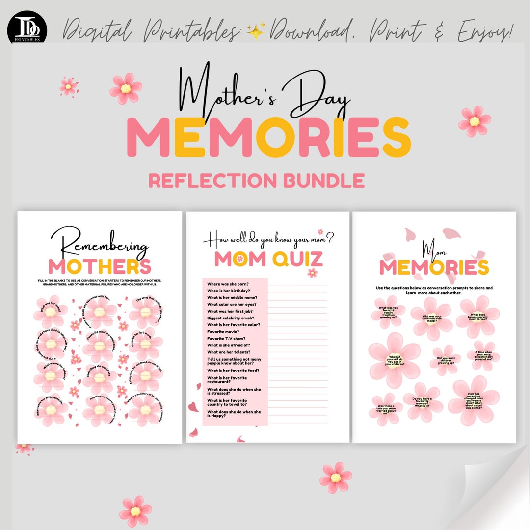 Mother's Day Memories Reflection Bundle / Mothering Sunday Quiz / Stay ...