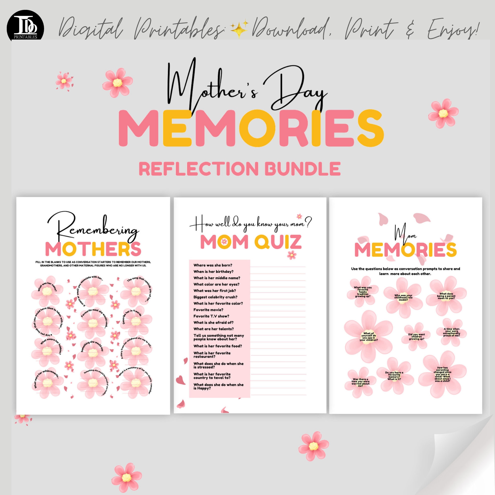 Mother's Day Memories Reflection Bundle / Mothering Sunday Quiz / Stay ...