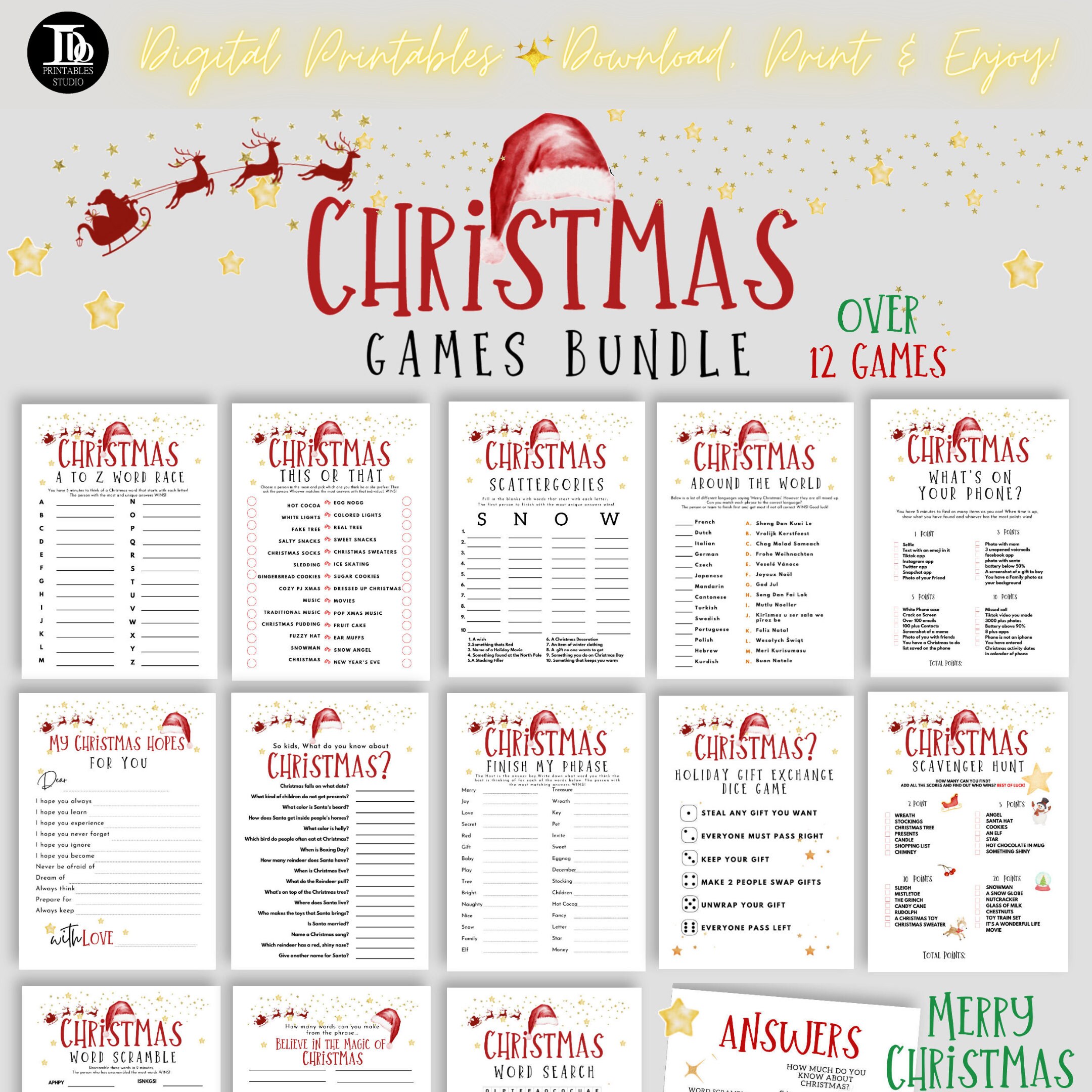 Christmas Game Bundle | Family Christmas Games | Christmas Trivia Pub ...
