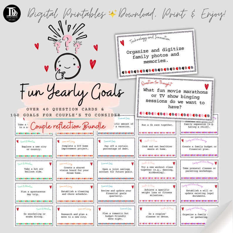 Yearly Goals for Couples | Couple Reflection Bundle | Couple Journaling ...