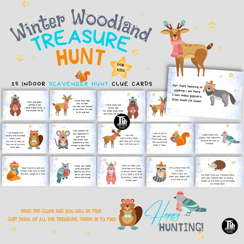 Winter Woodland Treasure Hunt for Kids Printable Scavenger - Etsy