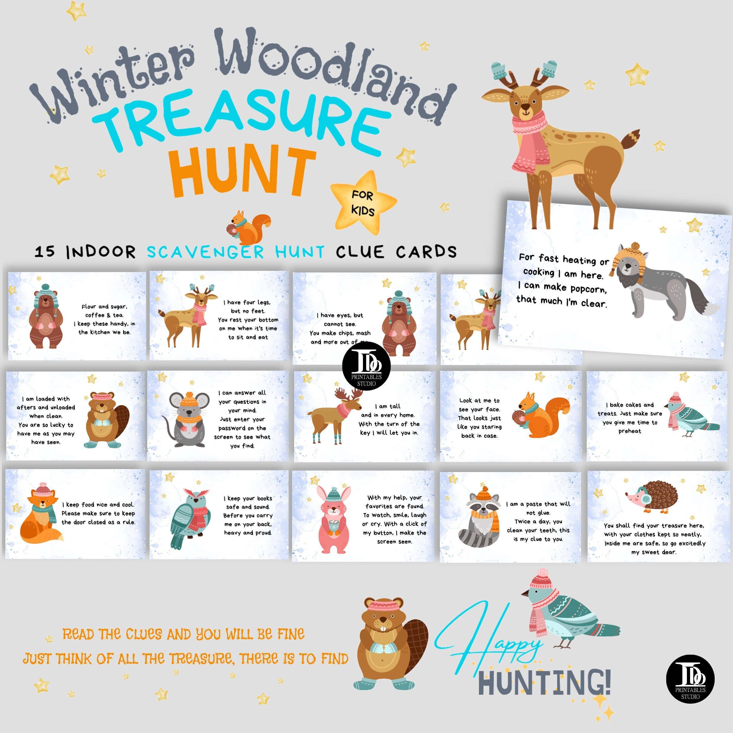 Winter Woodland Treasure Hunt for Kids Printable Scavenger - Etsy