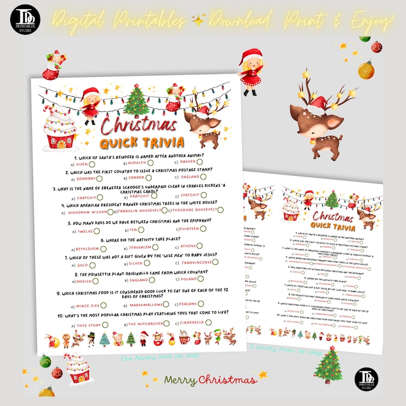 Christmas Trivia Activity Sheet | Christmas Party Icebreaker | Multiple ...