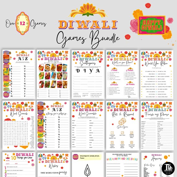 Diwali Party Family Friendly Games Bundle Diwali - Etsy UK