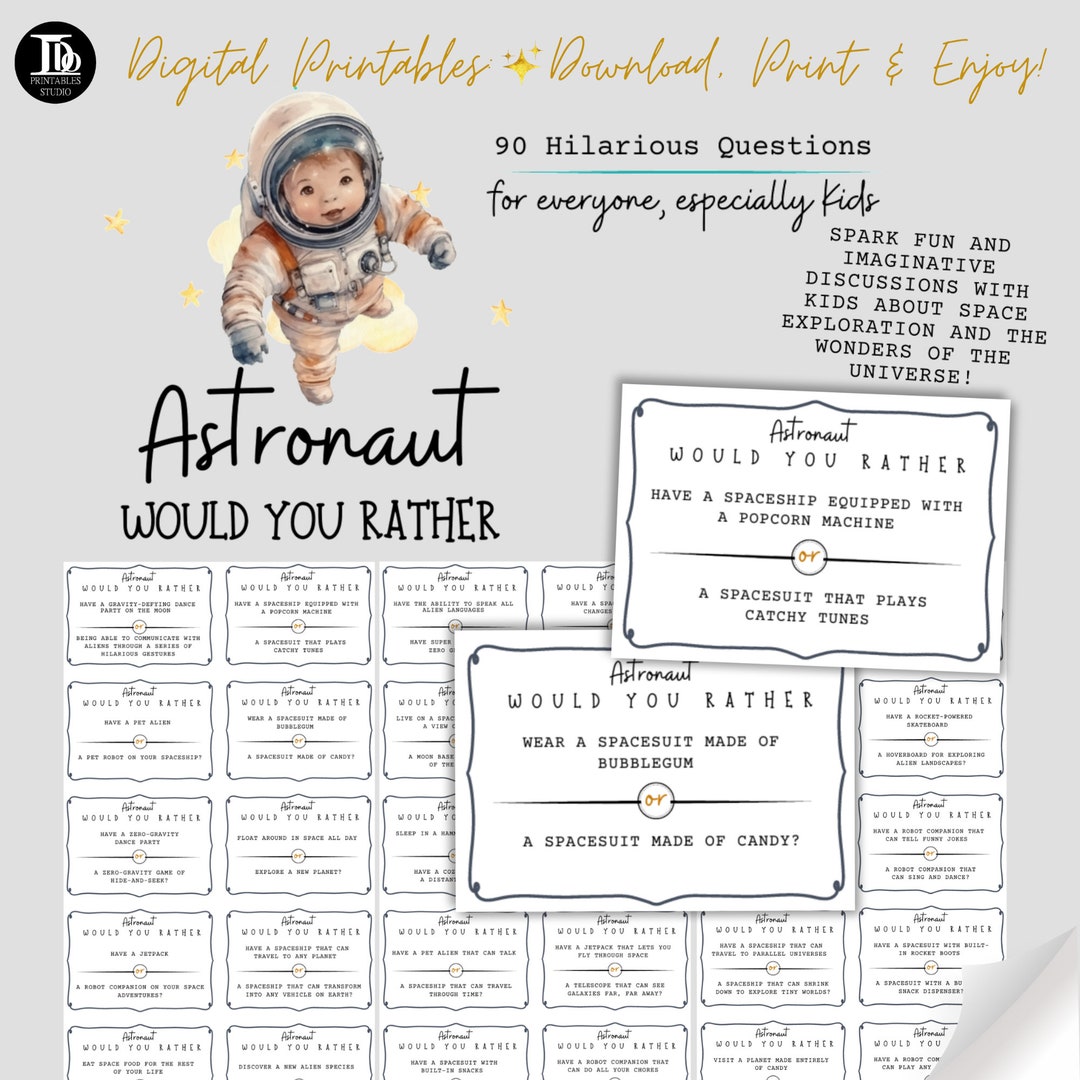 Astronaut Would You Rather Birthday Icebreaker Question Cards | Space ...