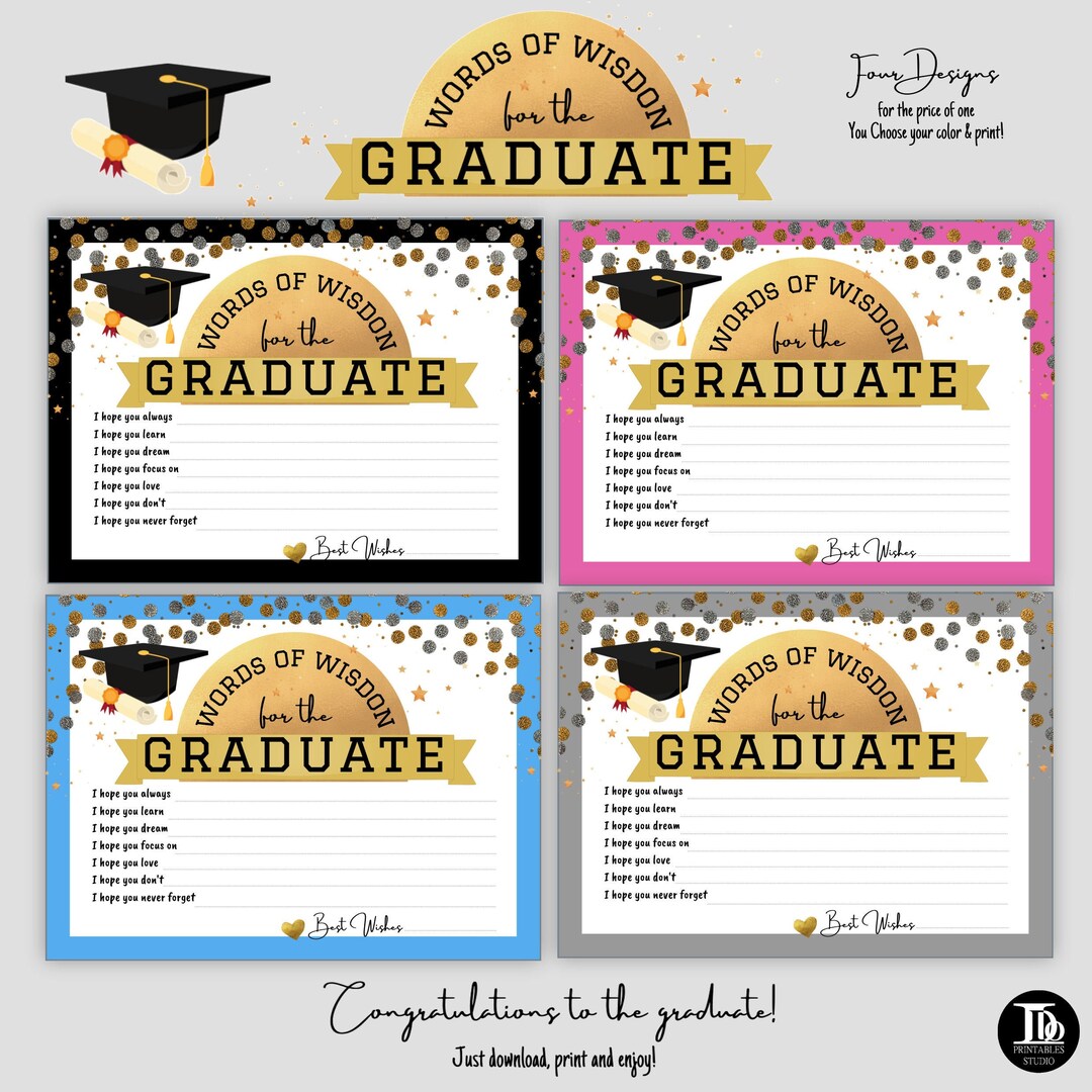 Graduation Party Words of Wisdom Cards Advice & Best Wishes - Etsy