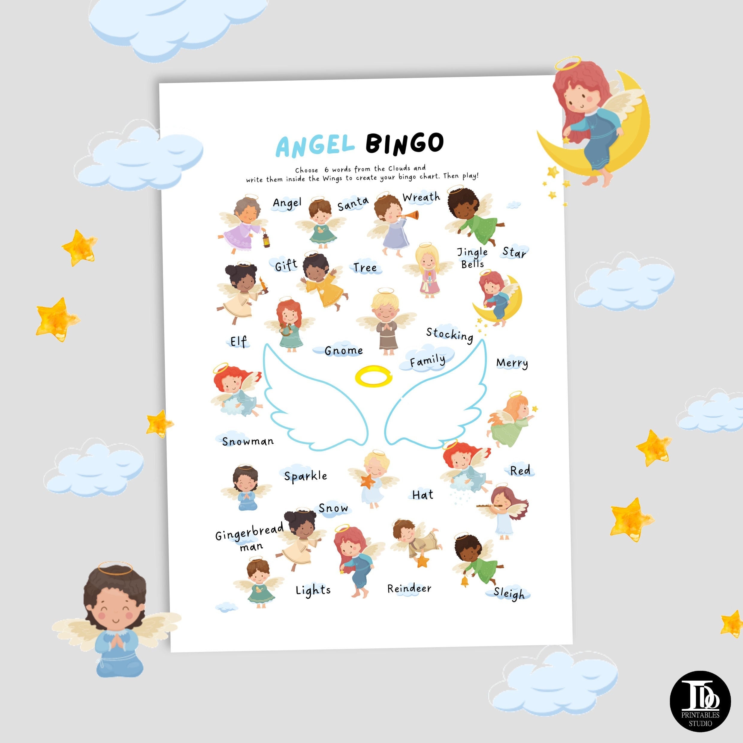 Angel Bingo for Kids | Christmas Games | Christmas Day Avtivity for ...