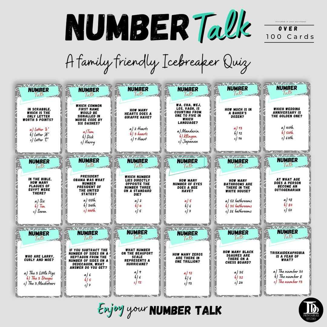 Number Talk Icebreaker Quiz Family Friendly Group Activity - Etsy