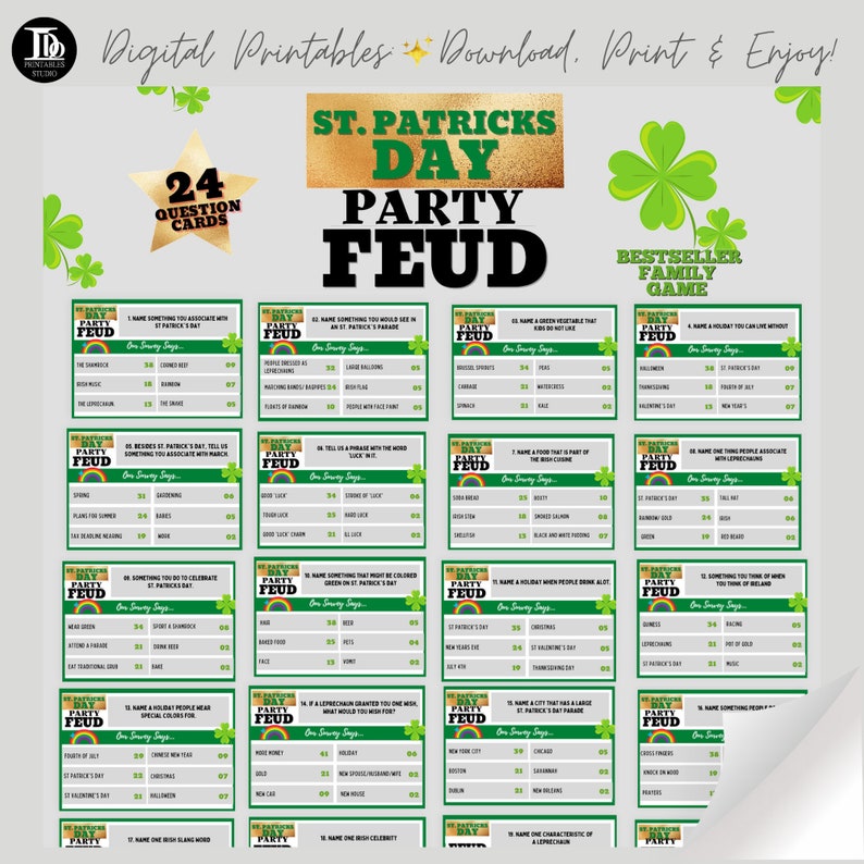 St. Patrick's Day Friendly Feud Game/ Family Games / Family Friendly ...