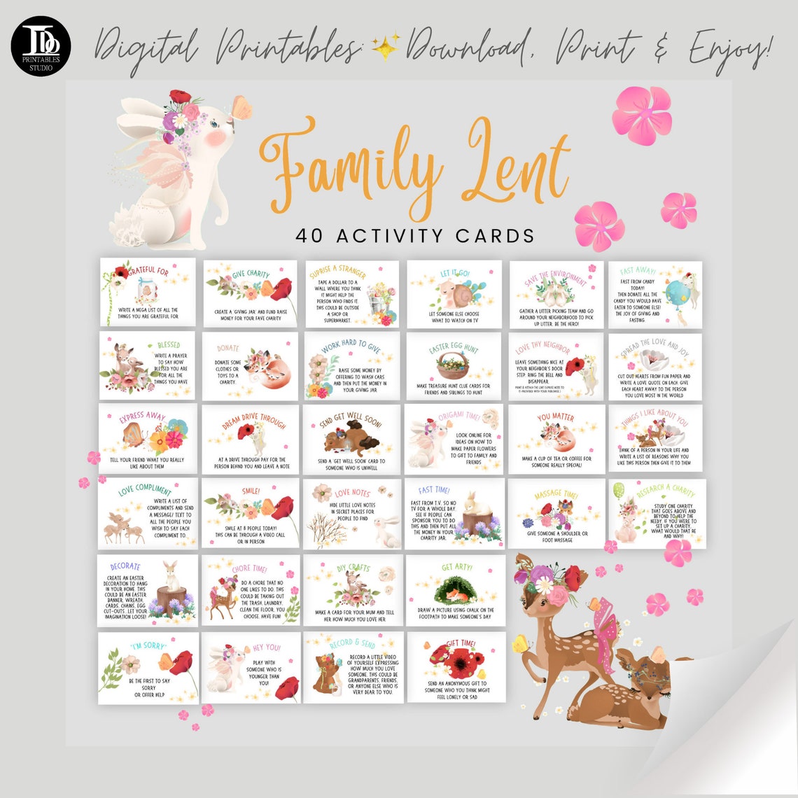 Printable 40 Lent Activity Cards | Lenten Activity for Children ...