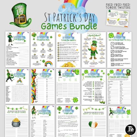 Mega St Patrick's Day Printable Games Bundle/ | Etsy