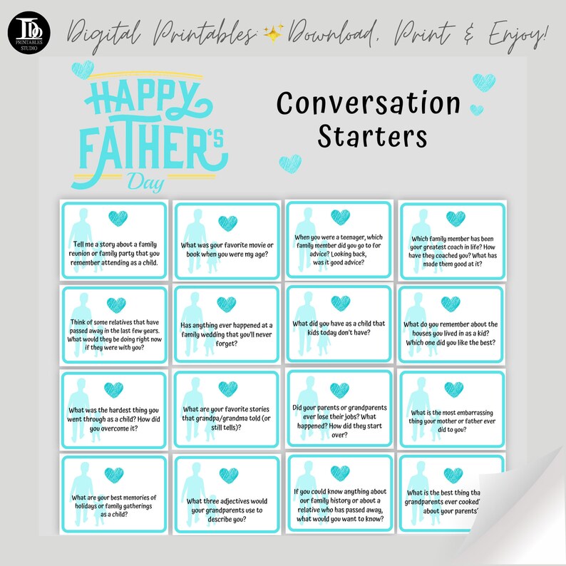 Father's Day Conversation Starters / Fathers Day Activity / Family Fun ...