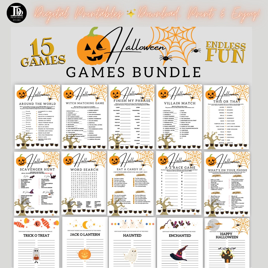 Halloween Games Bundle | Family Games Night | Halloween Party Game ...