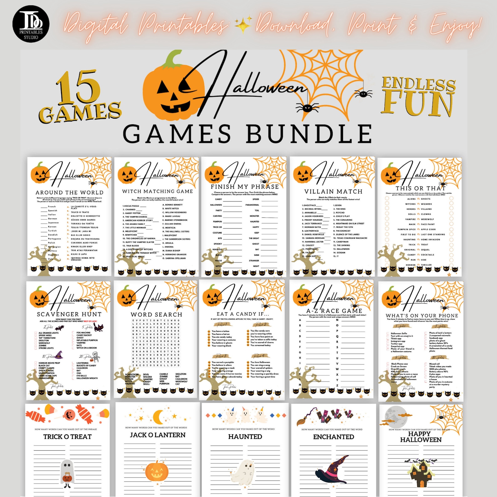 Halloween Games Bundle | Family Games Night | Halloween Party Game ...