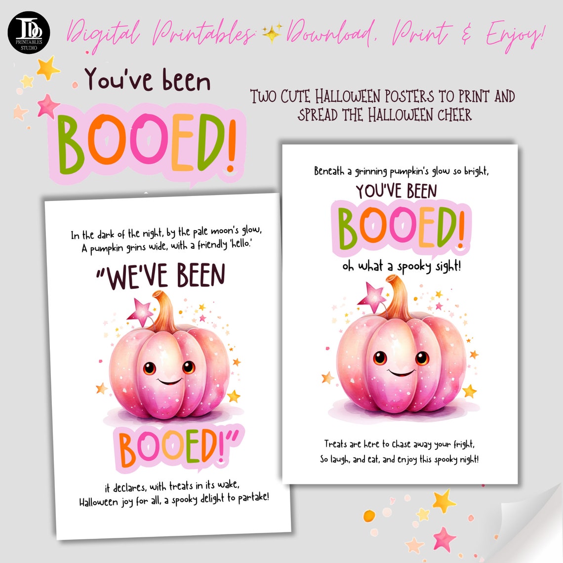 Pink Pumpkin You've Been Booed Halloween Pack Notes | Printable ...