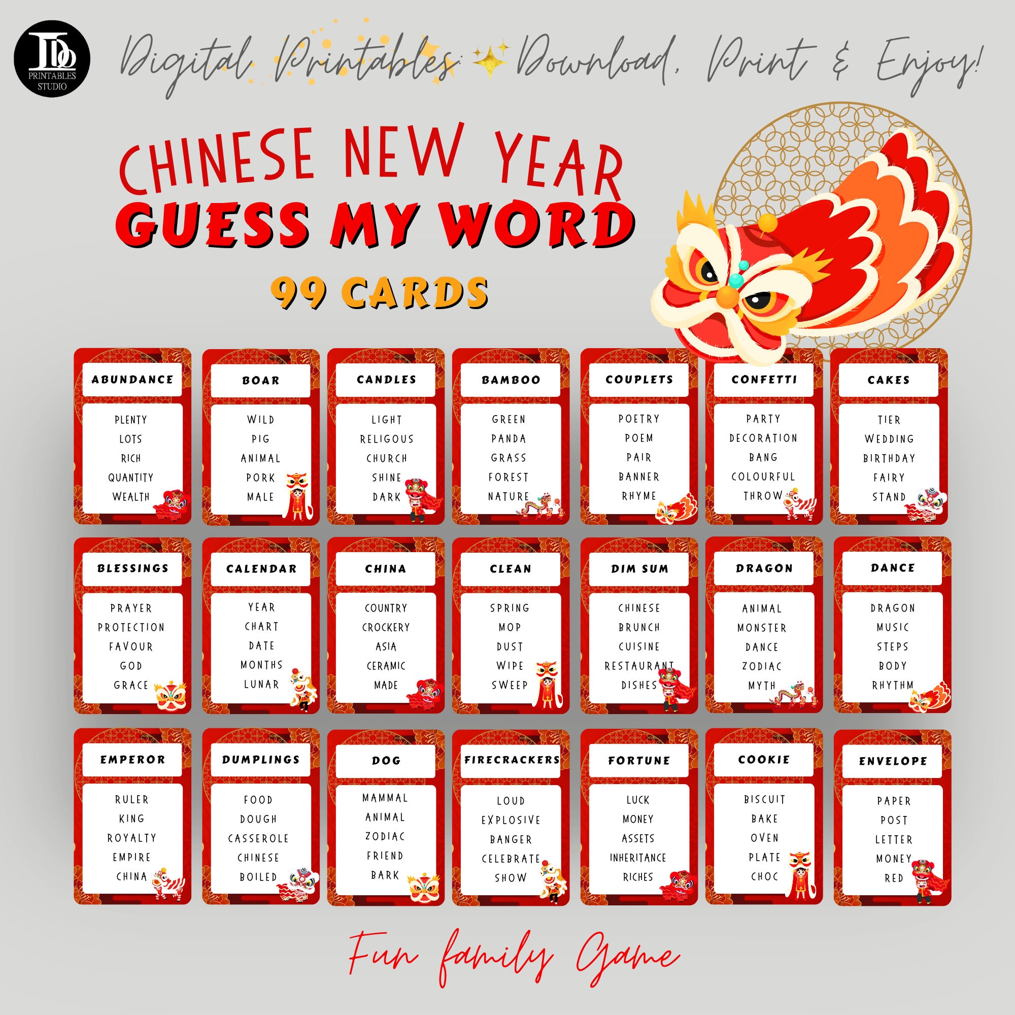 Chinese New Year Word Game | Family Reunion Game | Forbidden Words Game ...