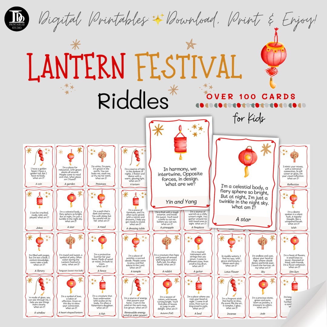 Lantern Festival Riddles for Kids Reunion | Printable Chinese New Year ...