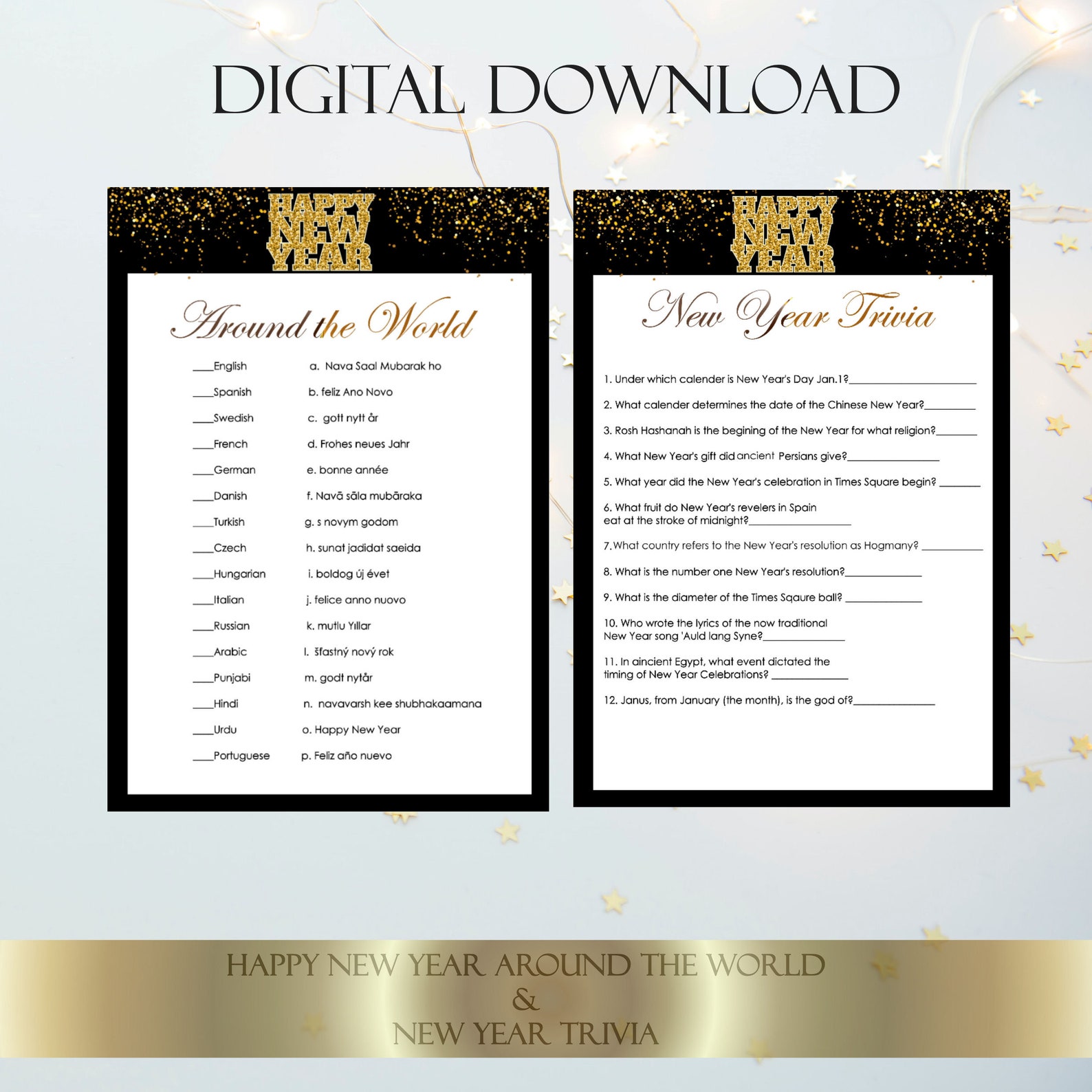 New Year's Eve Game Bundle 5 New Years Eve Party Games | Etsy