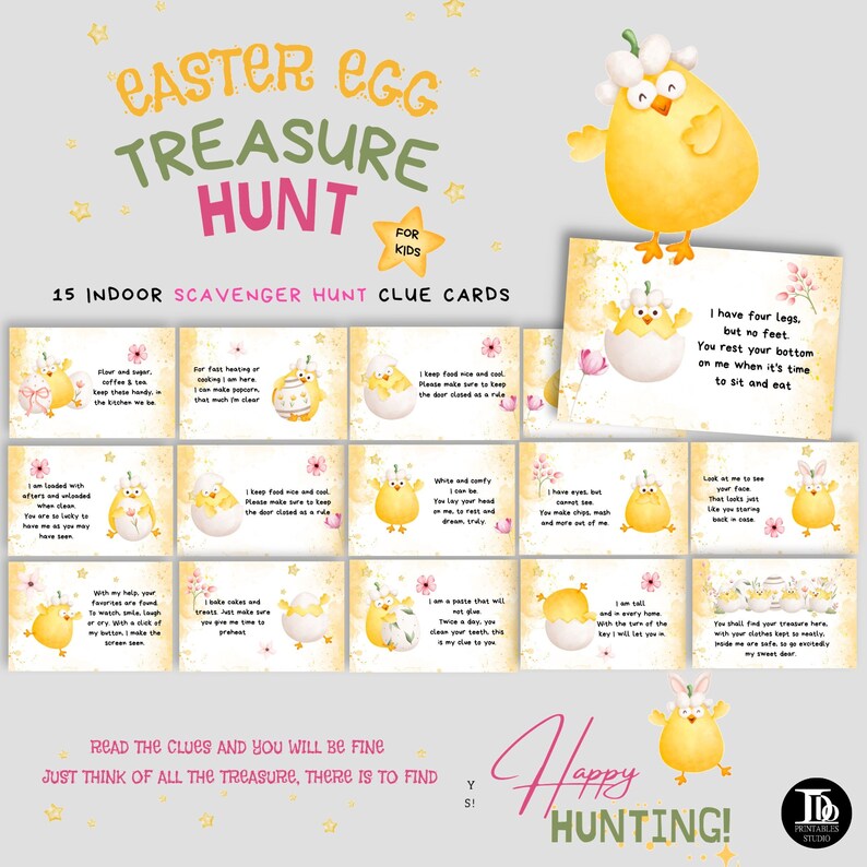 Easter Chick Scavenger Hunt Clue Cards Indoor Easter - Etsy