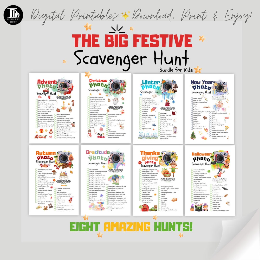 Big Festive Scavenger Hunt Bundle for Kids | Holiday Games | Treasure ...