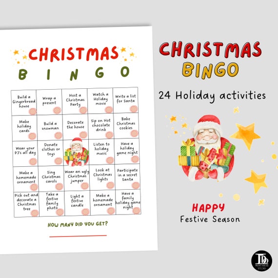 Printable Christmas Bingo Countdown to Christmas Challenge - Etsy